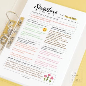 Printable Scripture Study Journal Template: Christian Reflection Notes ...