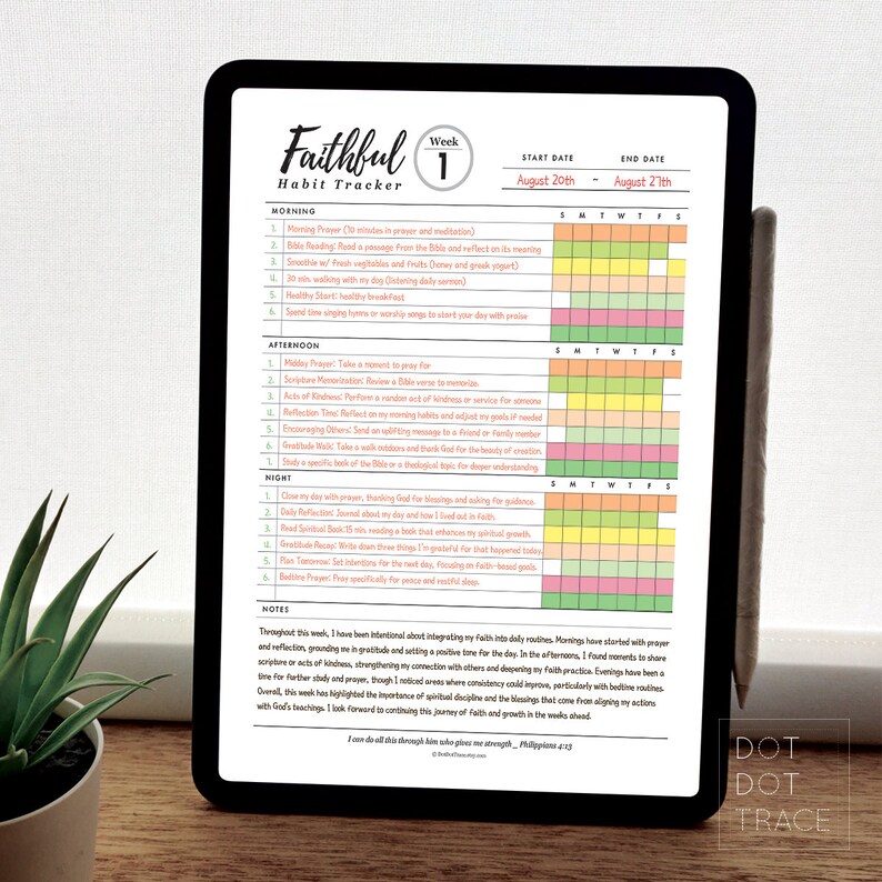 Printable 5 Week Faithful Habit Tracker Monthly Spiritual Growth ...