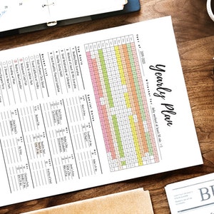 Printable Yearly Planner (letter & A4) Yearly Goal Set up Monthly Plan ...