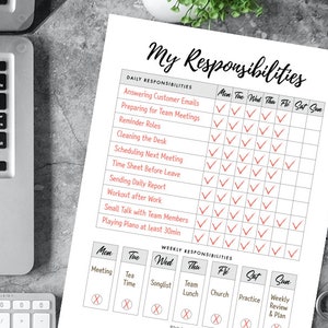 Printable Responsibility Chart My Responsibilities Daily to Do List ...