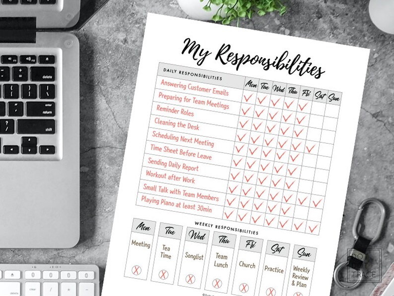 Printable Responsibility Chart My Responsibilities Daily to Do - Etsy