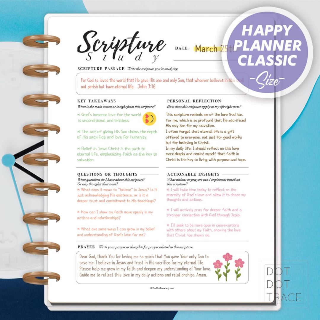 Printable Scripture Study Journal Template [happy Planner Classic ...