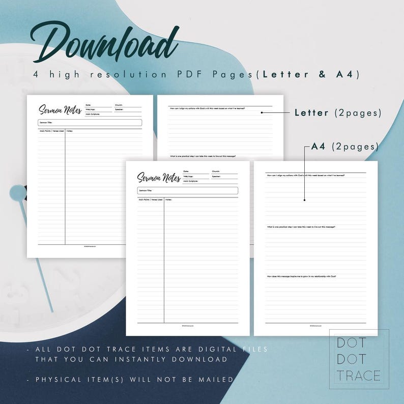 Sermon Notes Printable With Reflection Questions (PDF) - Etsy