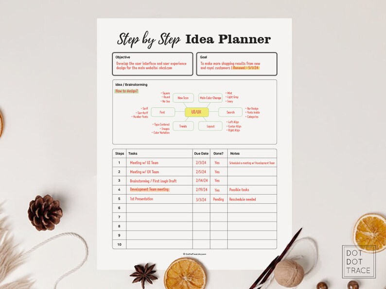Printable Step by Step Idea Planner Idea Planner Brainstorming | Etsy
