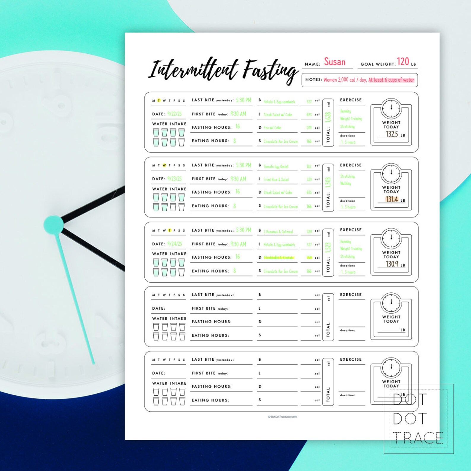 Printable Intermittent Fasting Tracker: Letter & A4 (PDF) - Etsy
