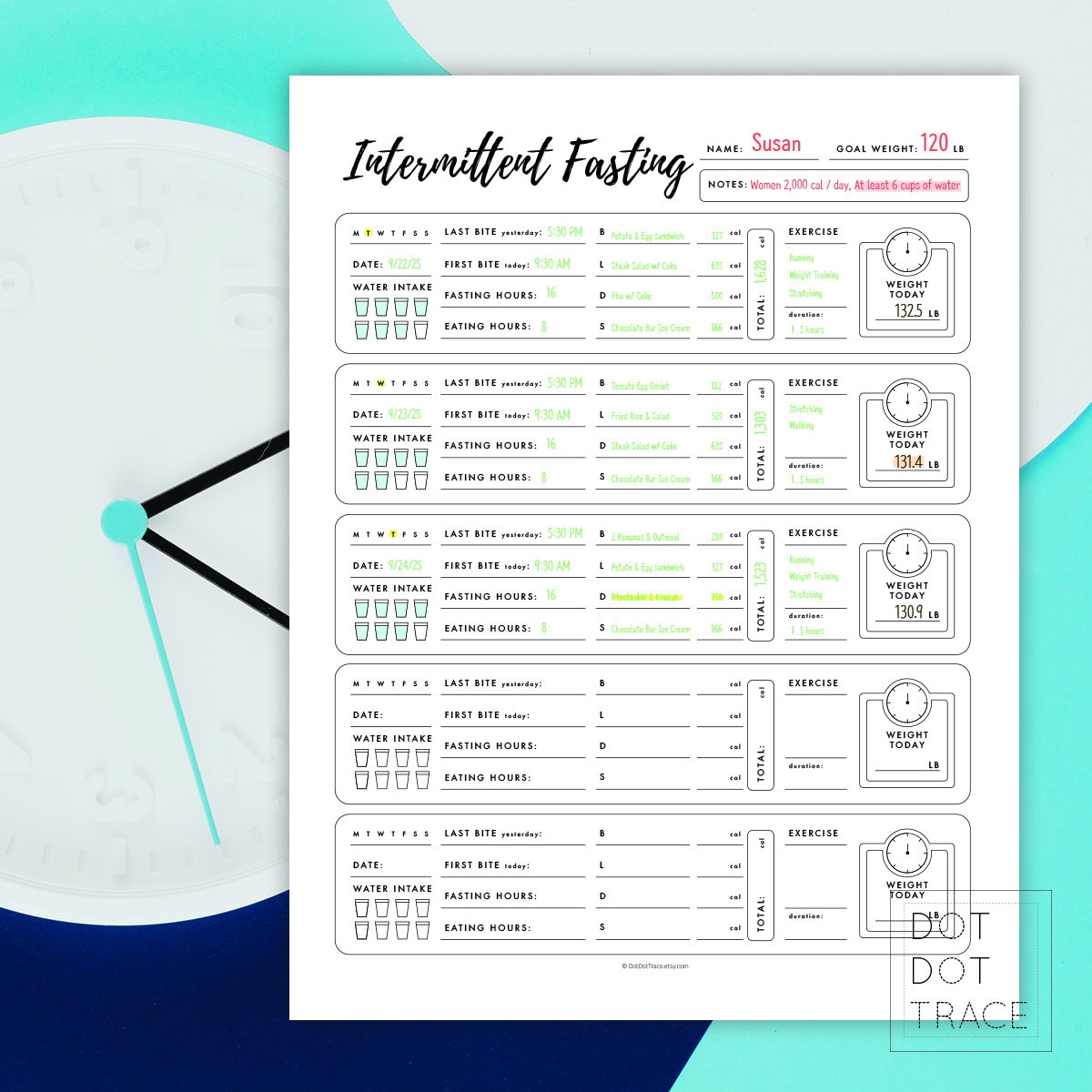 Printable Intermittent Fasting Tracker: Letter & A4 (PDF) - Etsy
