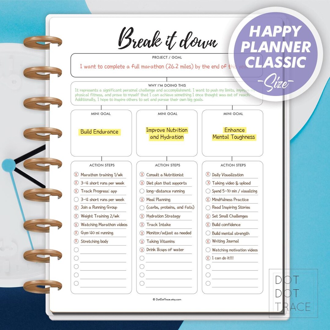 Printable Happy Planner Classic Break It Down Planner for Success ...
