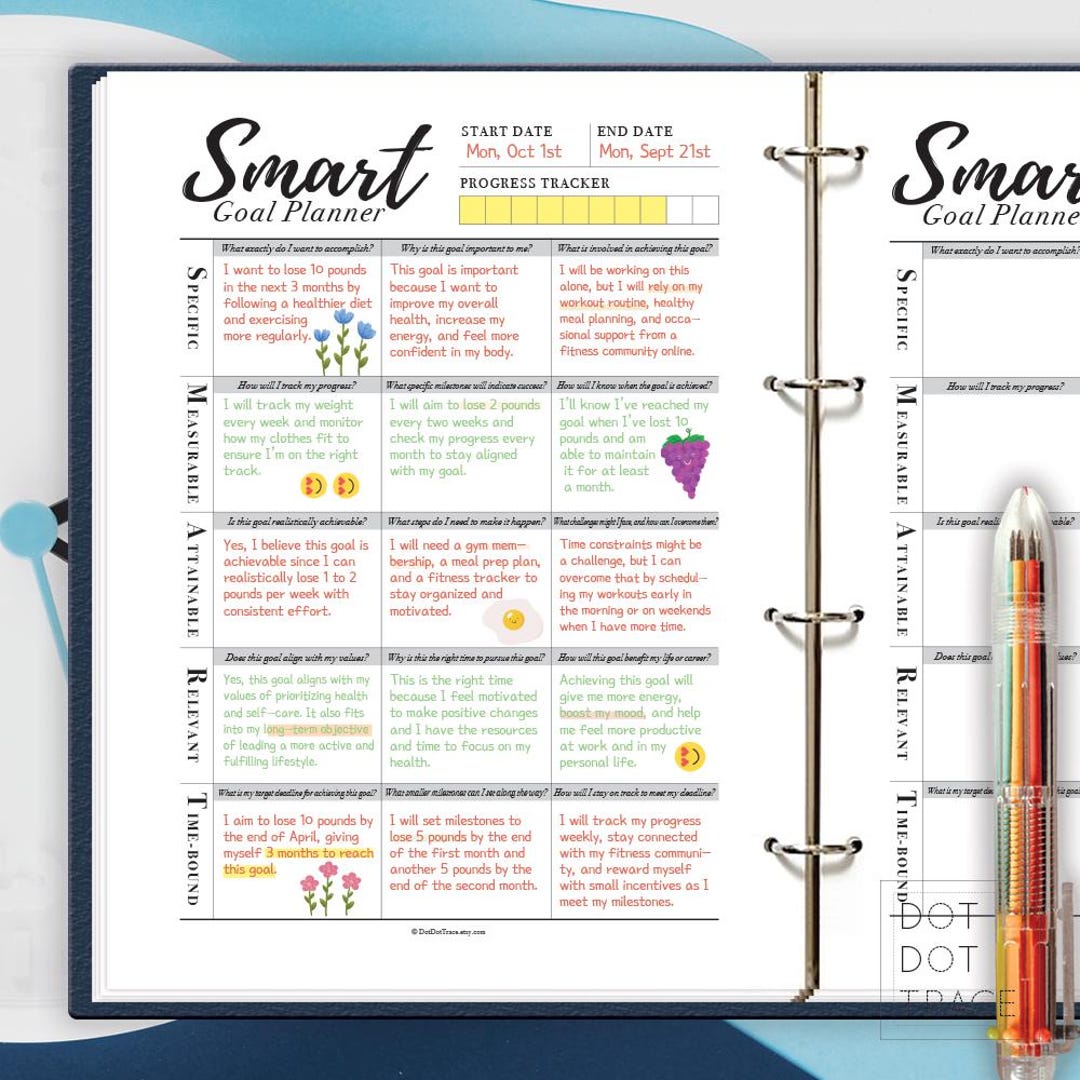 Printable SMART Goal Planner Template SMART Goal Digital Planner for ...