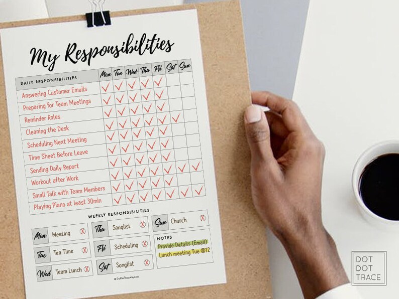 Printable Responsibility Chart My Responsibilities Daily - Etsy