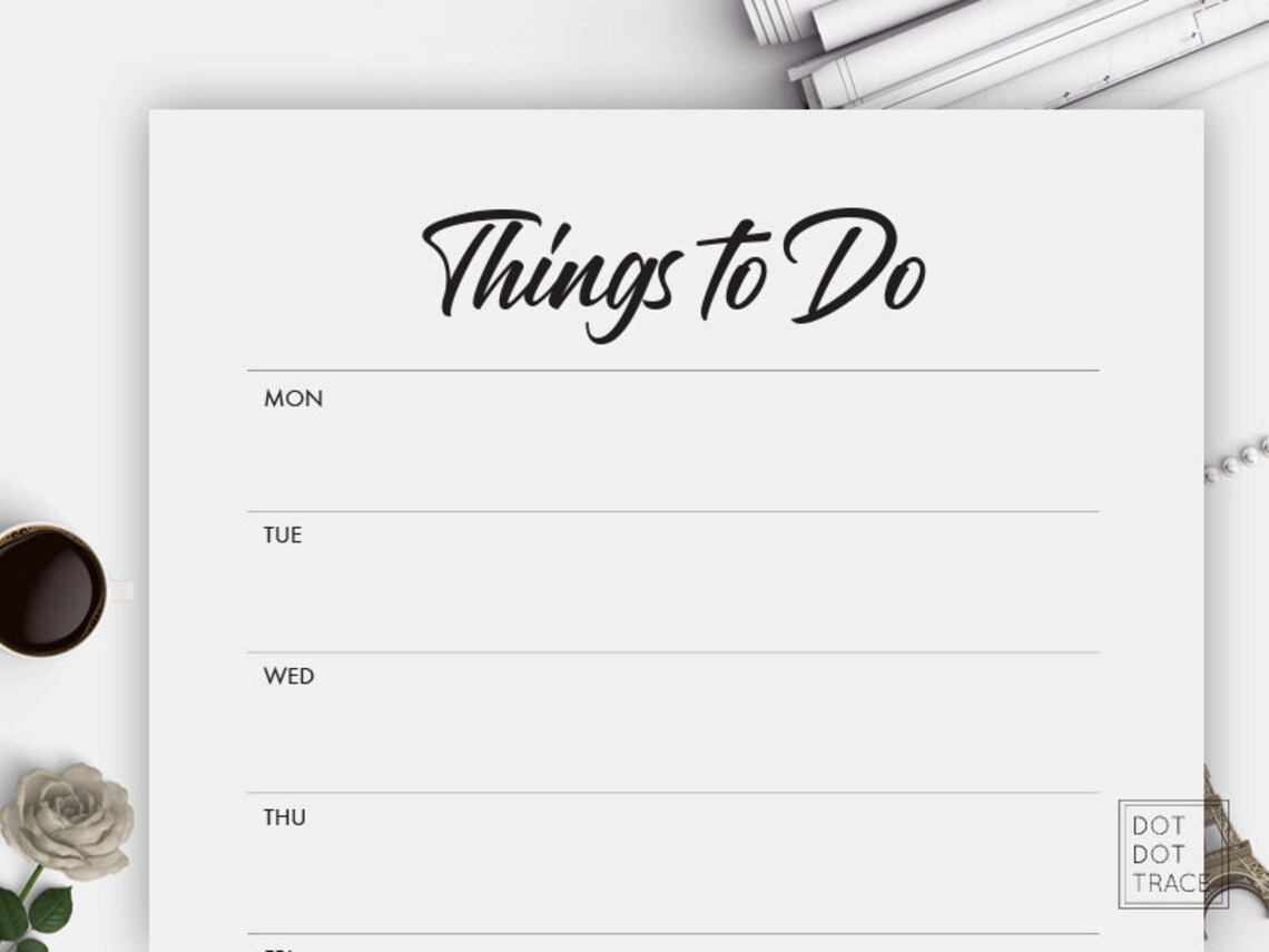 Monday Start Printable Things to Do Weekly Planner Daily | Etsy