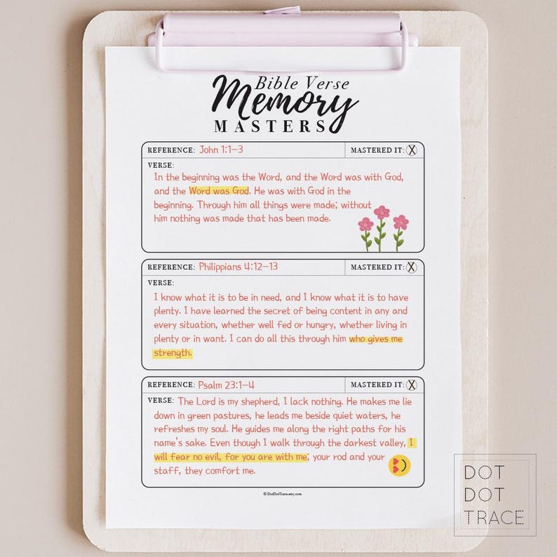 Bible Verse Memory Masters Tracker: Christian Planner Template (PDF) - Etsy