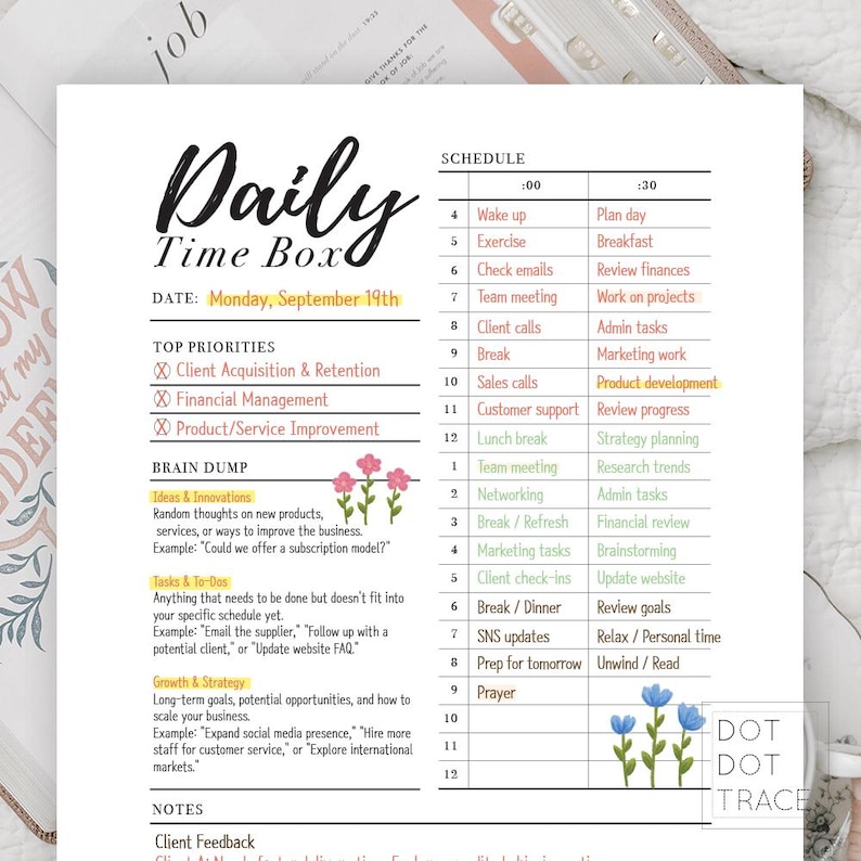 Daily Time Box Printable: Happy Planner Classic Productivity (PDF ...