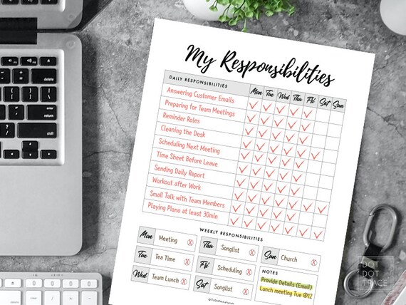 Printable Responsibility Chart My Responsibilities Daily - Etsy