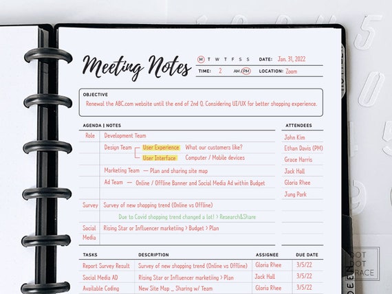 Printable Meeting Notes Agenda Notes Virtual Meeting Notes | Etsy Australia
