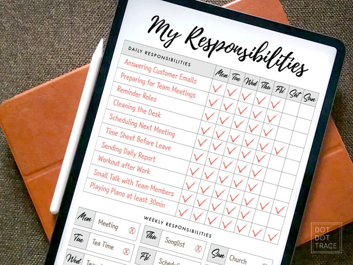 Printable Responsibility Chart My Responsibilities Daily - Etsy UK