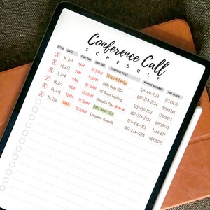 Printable Conference Call Schedule Template (letter & A4) (JPG Download ...