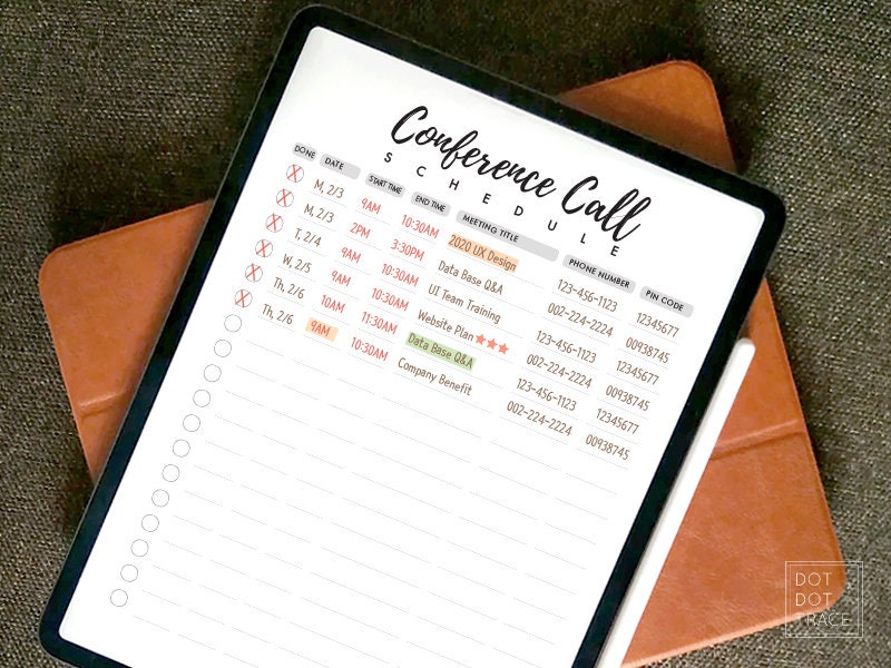 Printable Conference Call Schedule Template Conference Call Log ...