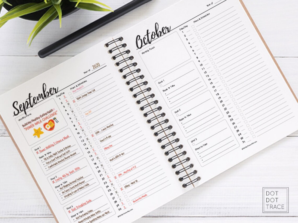 Printable Monthly Planner: Daily & Weekly Organizer (digital Download ...