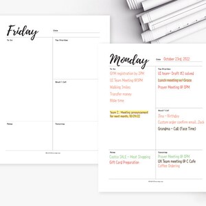 Printable Minimal 7 Day Planner Daily Planner Day Planner Work Planner ...