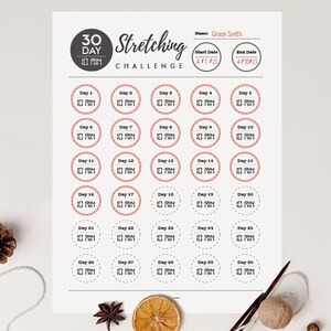 Printable 30 Day 10 Min Stretching Challenge Stretch Your Body for 30 ...