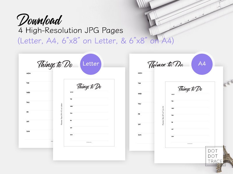 Monday Start Printable Things to Do Weekly Planner Daily | Etsy