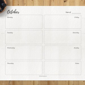 Printable Horizontal 12 Month Planner Monthly Planner Work Planner ...