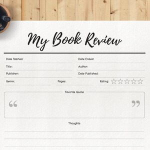 Printable Book Review Log Template (JPG Download) - Etsy