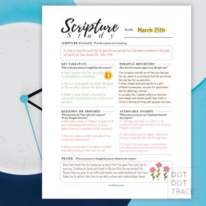 Printable Scripture Study Journal Template: Christian Reflection Notes ...
