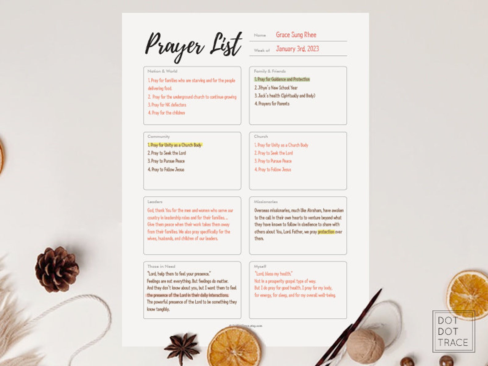 Printable Prayer List Template Weekly Prayer Lists - Etsy