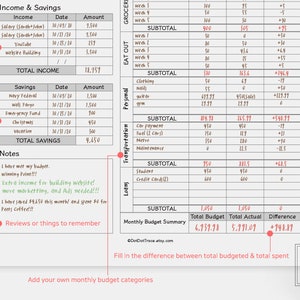 Printable 12 Month Budget Planner Expense Tracker Finance Planner ...