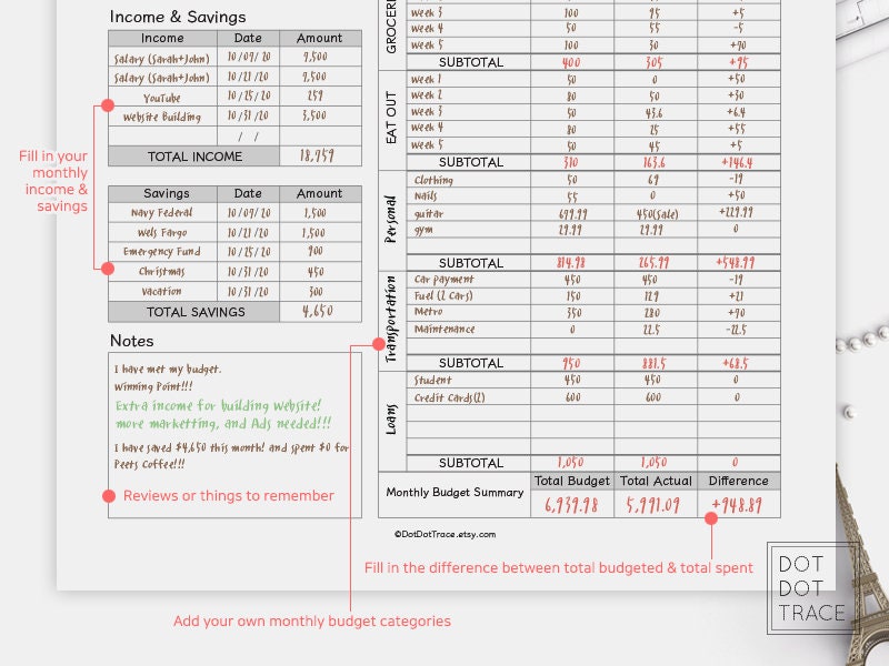 Printable 12 Month Budget Planner Expense Tracker Finance - Etsy