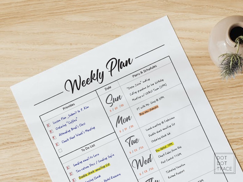 A5_sunday Start Printable Weekly Planner Daily Planner 7 Day - Etsy