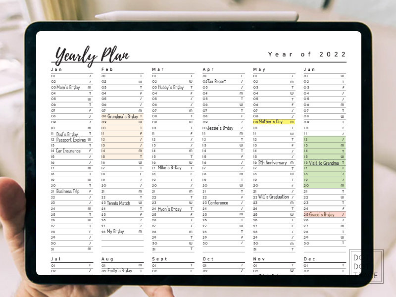 Printable 2022 Planner Year at a Glance Monthly Planner Daily | Etsy