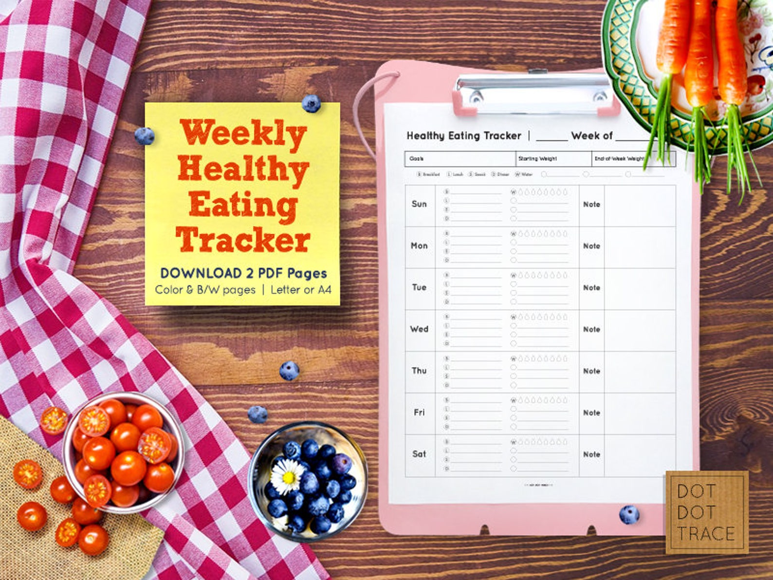 Printable Healthy Eating Tracker Healthy Eating Record Weekly | Etsy