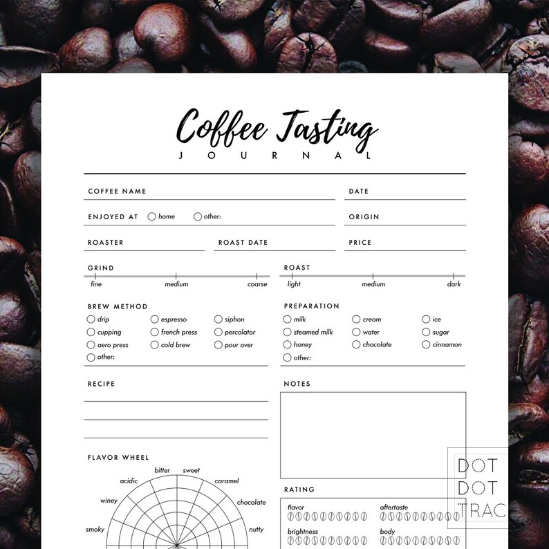 Printable Coffee Tasting Journal: Review Log & Brew Notes (PDF) - Etsy