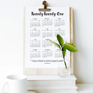 A5_printable 2021 US Calendar Twenty Twenty One Calendar 2021 | Etsy