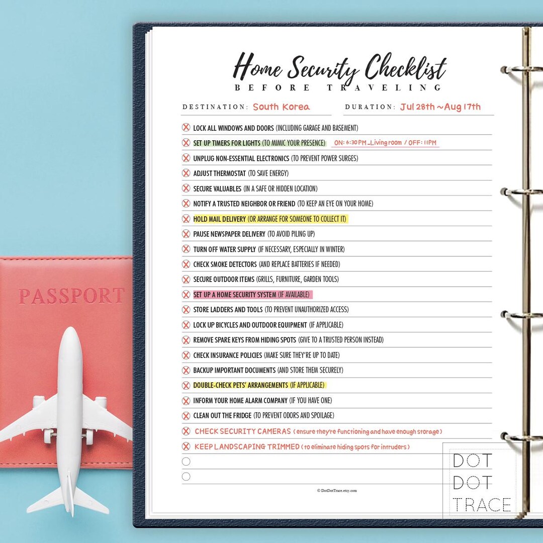 Printable Home Security Checklist Before Traveling: Essential PDF for ...