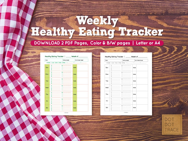 Printable Healthy Eating Tracker Healthy Eating Record Weekly | Etsy