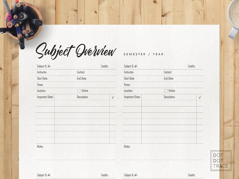 Printable Subject Overview Template: College Course Planner (JPG ...