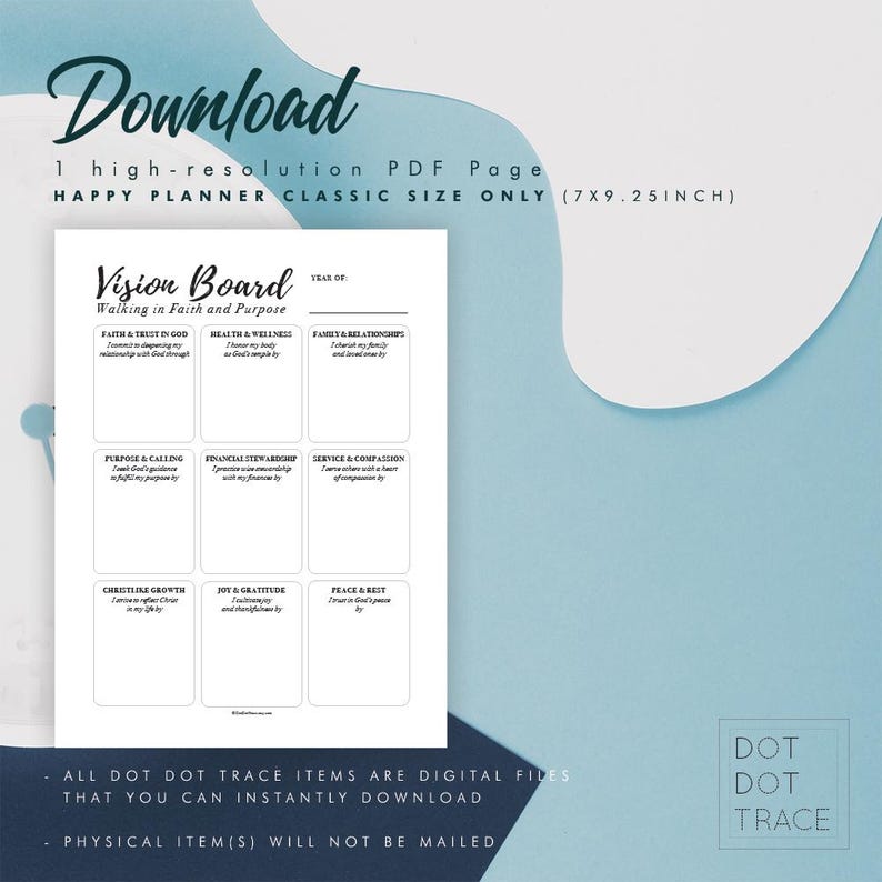 Christian Vision Board Printable: Goal Planner (happy Planner Classic ...