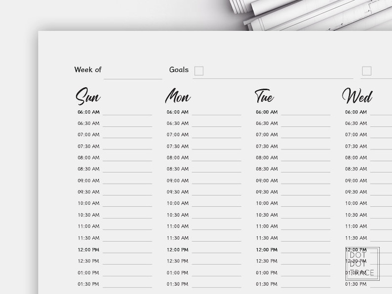 Printable 30 Min Intervals Weekly Planner 7 Day Planner Daily - Etsy