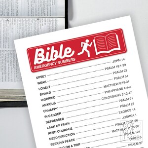 Printable Bible Emergency Numbers Chart Small Gift Ideas for Christian ...