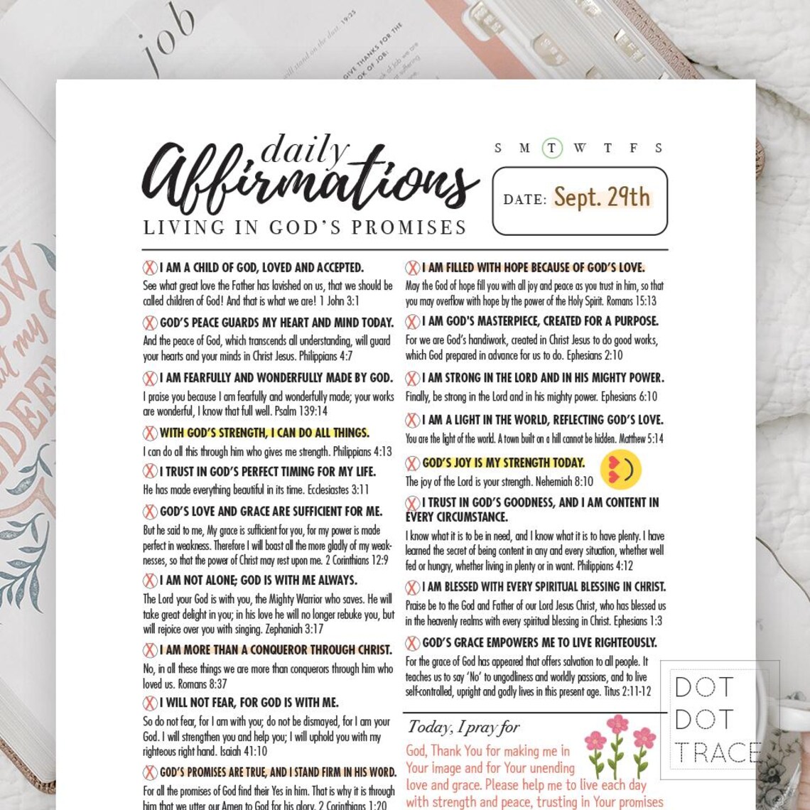 Christian Affirmations Printable With Bible Verses (PDF) - Etsy