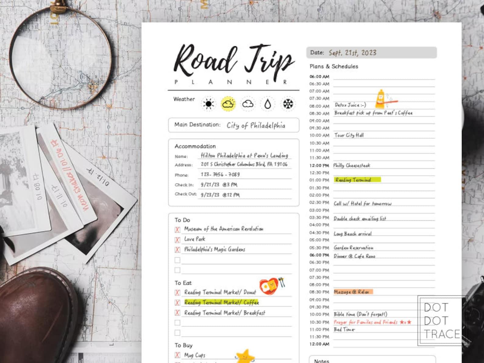 Printable Road Trip Planner Travel Planner 3 Min Intervals - Etsy
