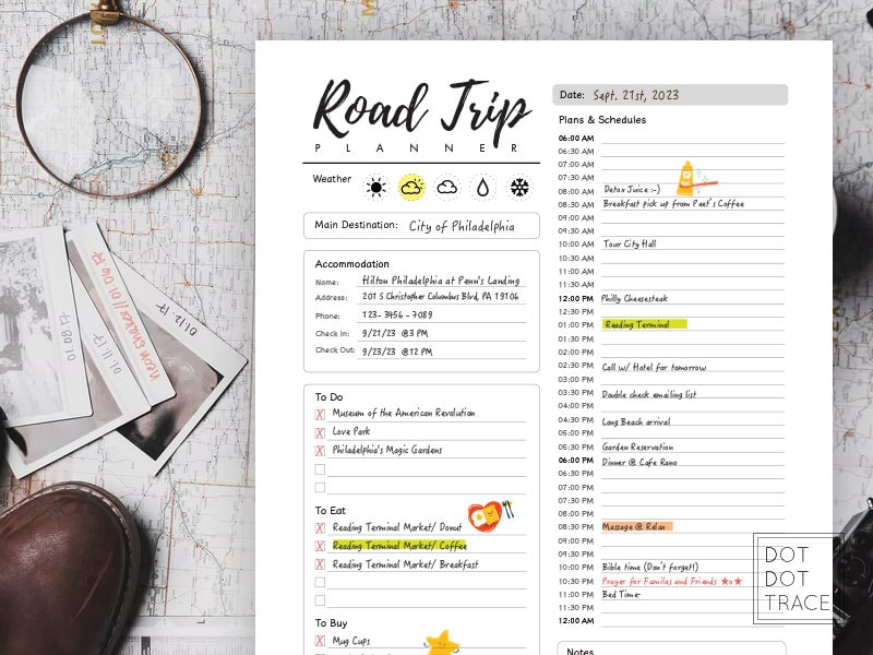 Printable Road Trip Planner Travel Planner 3 Min Intervals - Etsy