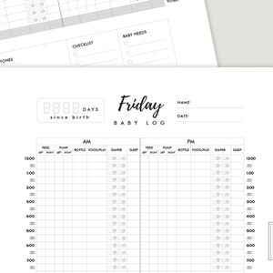 Printable 7-day Baby Log: Feeding, Sleep, Diaper Tracker (PDF Download ...