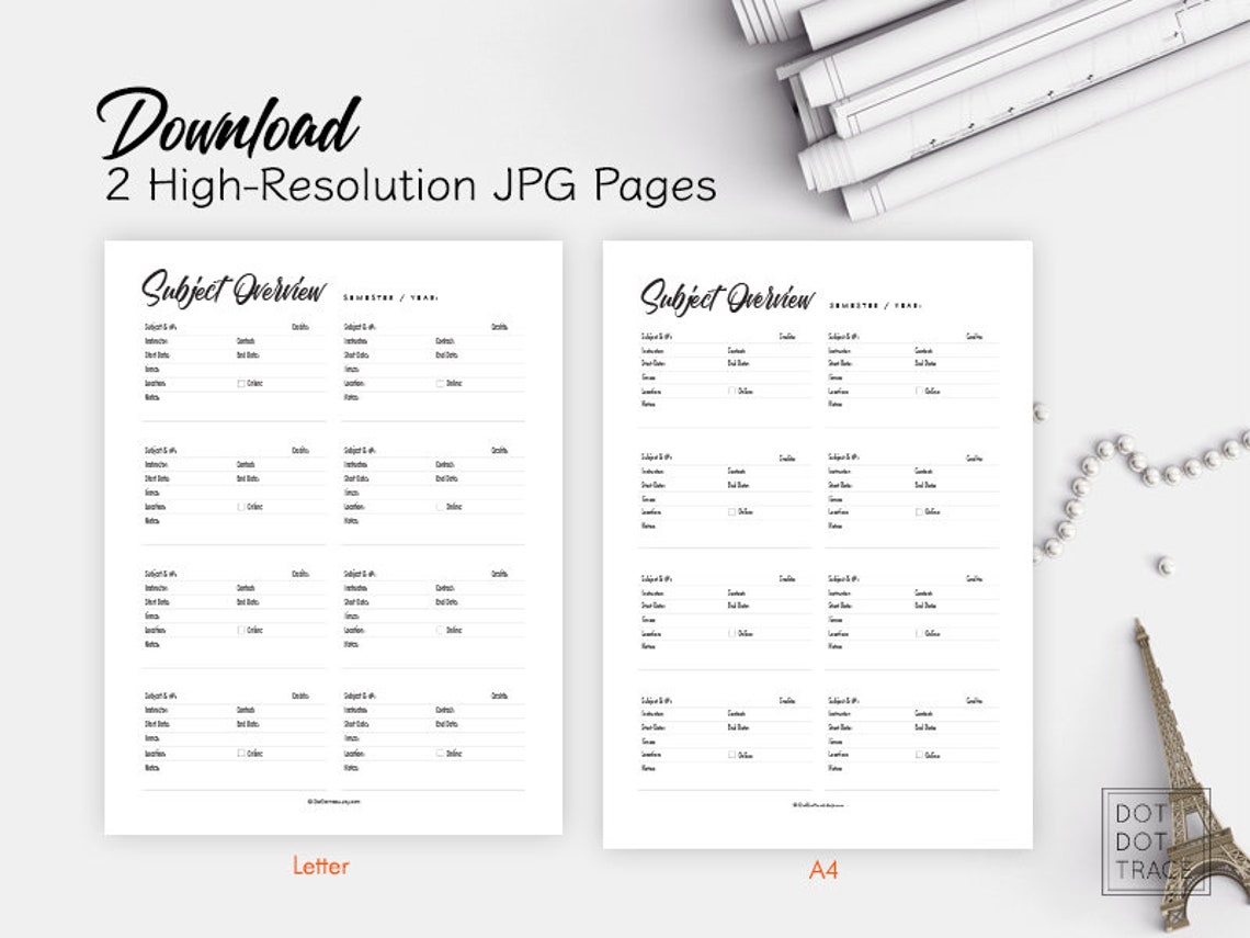 Printable Subject Overview Simple Ver. College Course Overview - Etsy