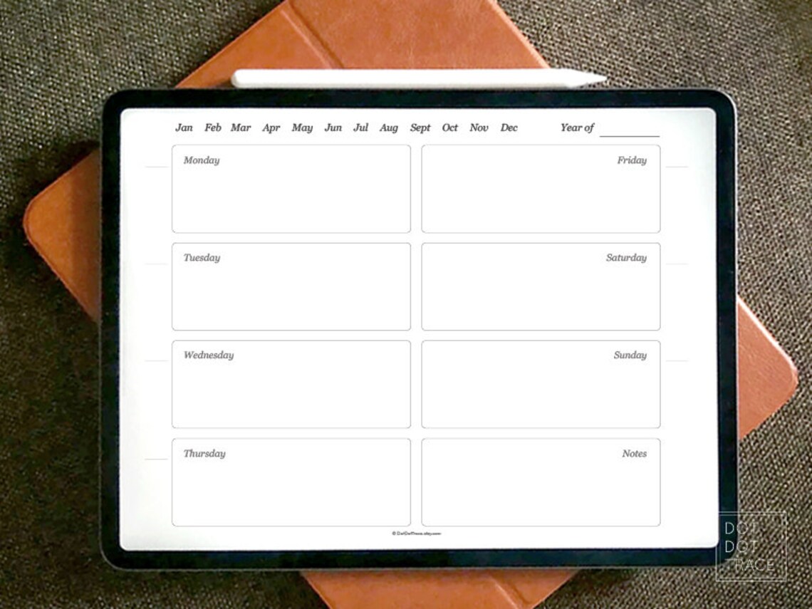 Printable Horizontal Weekly Planner Undated Monthly Planner - Etsy