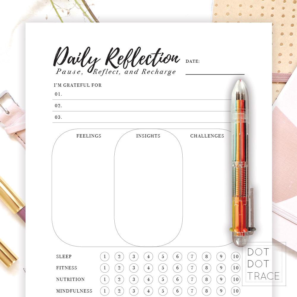 Printable Daily Reflection Journal: Self-care Tracker (PDF) - Etsy