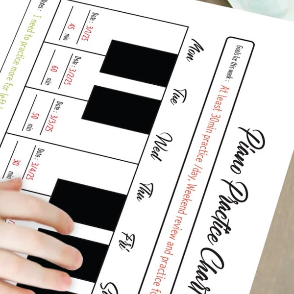 Piano Practice Chart Log Kids - Etsy